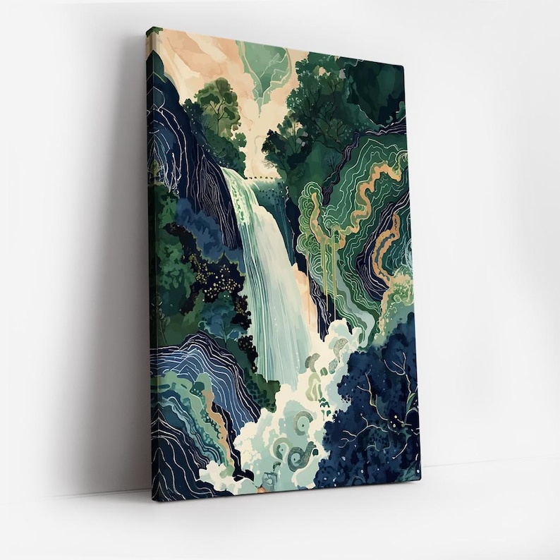 Katsushika Hokusai Waterfall Print, Japanese Ukiyo-e Landscape Wall Art ...