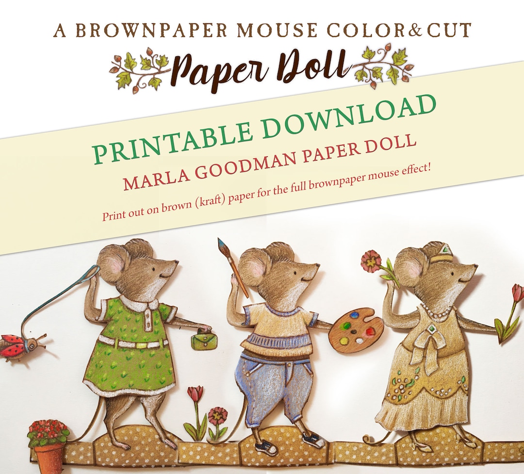 Printable Color & Cut Mouse Paper Doll Download -- "mavis" Mouse With ...