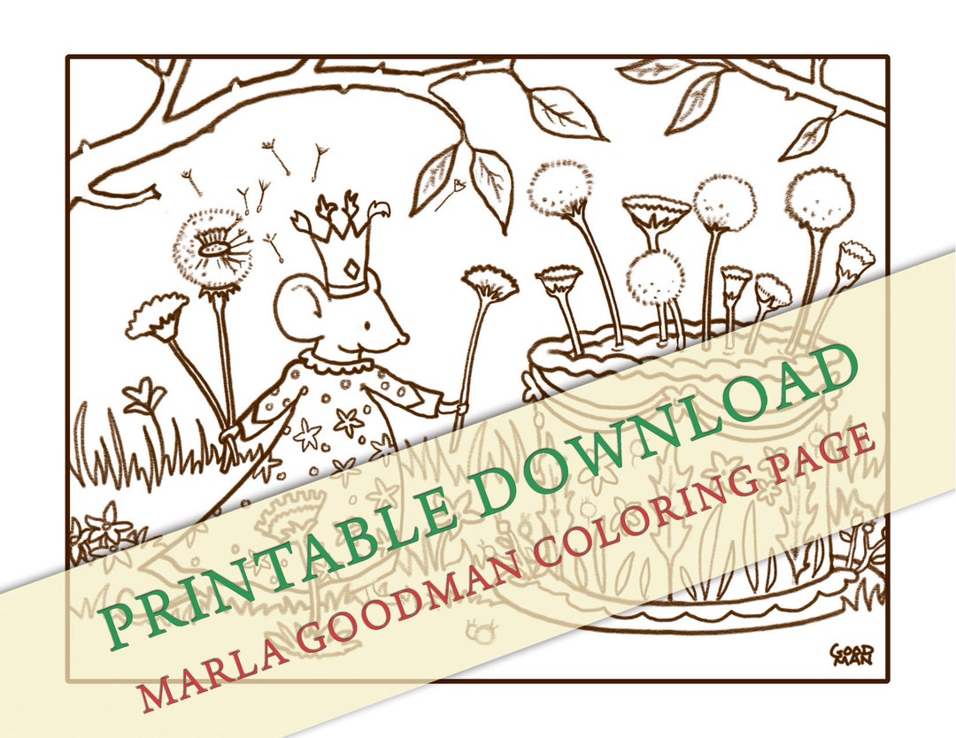 Printable Mouse Coloring Page Mouse Birthday Fairy With Dandelion Cake ...