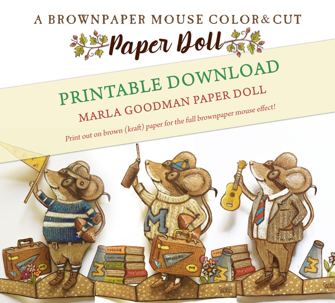 Printable Color & Cut Mouse Paper Doll Download freshman College Mouse ...