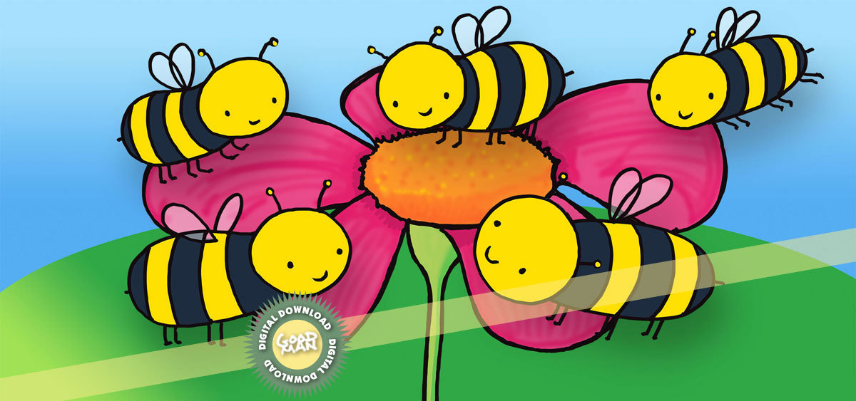 Five Little Bees Instant Digital Download, Cute Honey Bee Clipart for ...