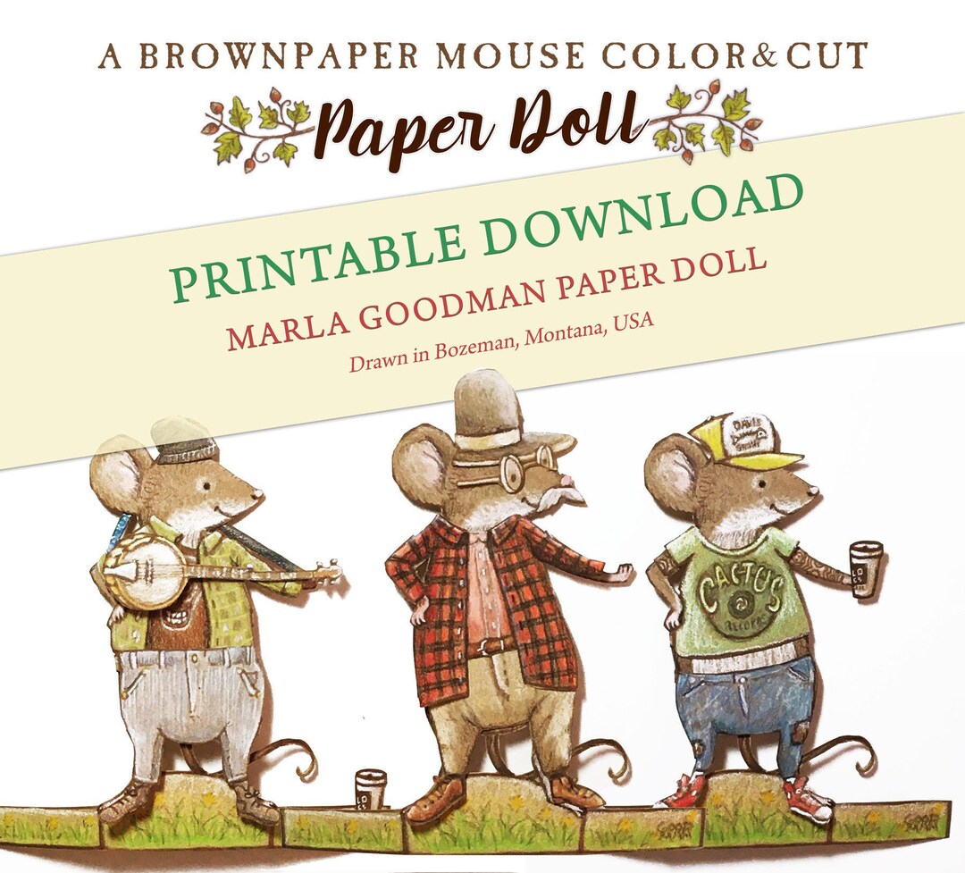 Printable Color & Cut Mouse Paper Doll Download -- "boz" Mouse With ...