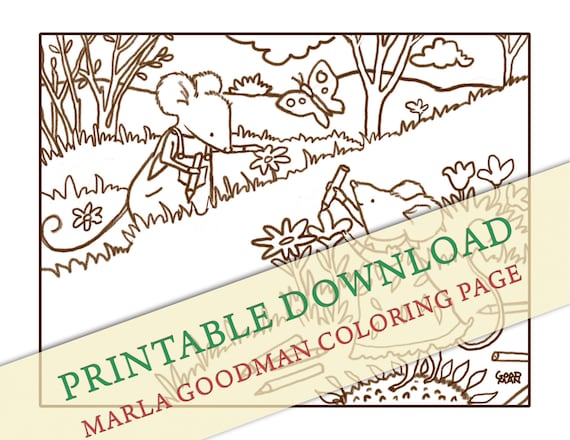 Printable Mouse Coloring Page Two Mice Painting Their Yard | Etsy