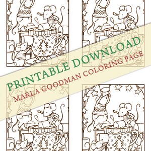 Printable Mouse Coloring Page Mice Enjoying Holiday Cocoa With ...