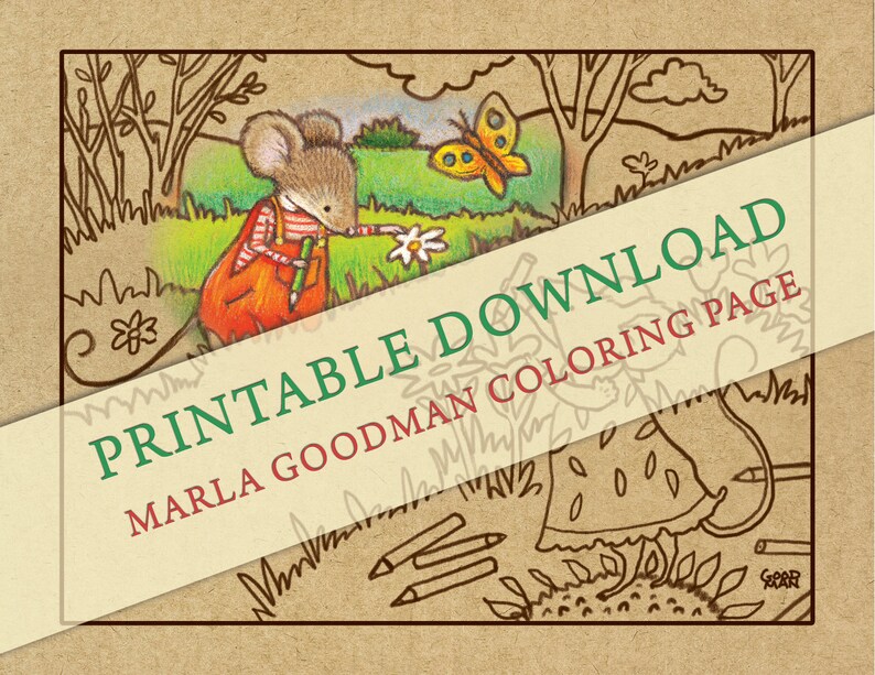 Printable Mouse Coloring Page Two Mice Painting Their Yard | Etsy