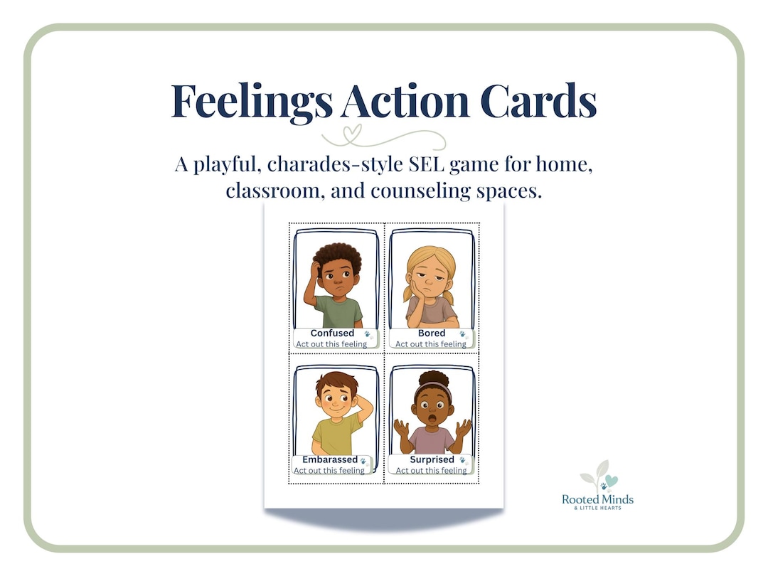 Feelings Action Cards for Kids | Emotion Charades Game | SEL Printable ...