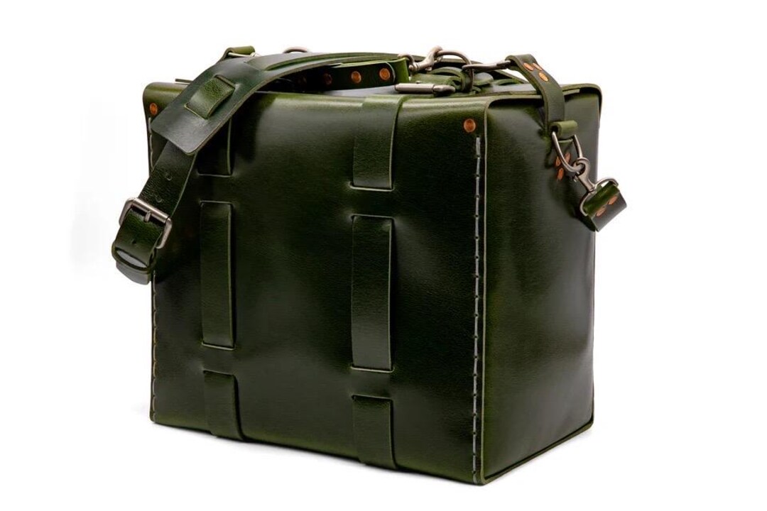 Dark Moss Green Leather Trunk Bag - Structured Box Crossbody ...