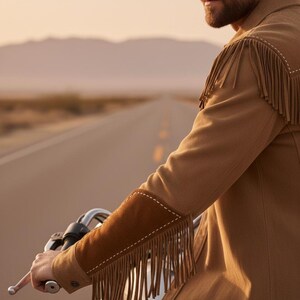 Men's Handmade Suede Fringe Western Jacket - Tan Camel Leather - Etsy