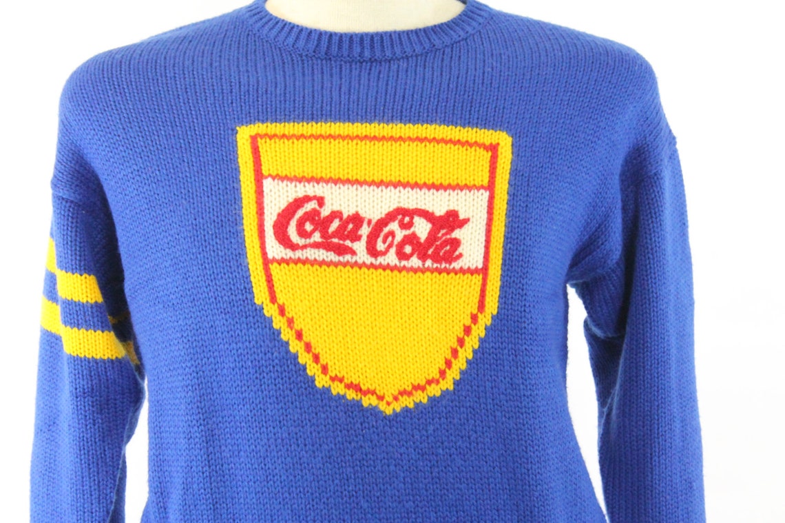 Vintage 80s Coca Cola Sweater Blue Wool Pullover Coke - Etsy
