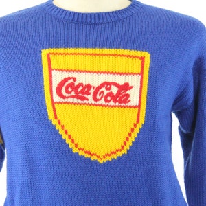 Vintage 80s Coca Cola Sweater Blue Wool Pullover Coke Advertising ...