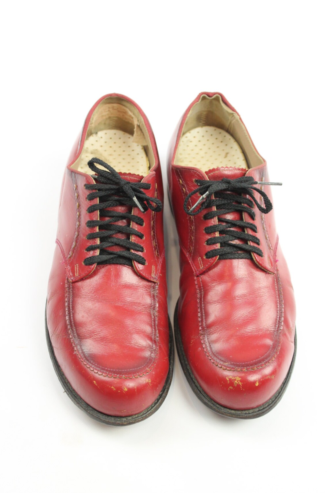 Vintage 70's Red Leather Shoes Oxford Wingtips Men's Size 8 1960's 1970 ...