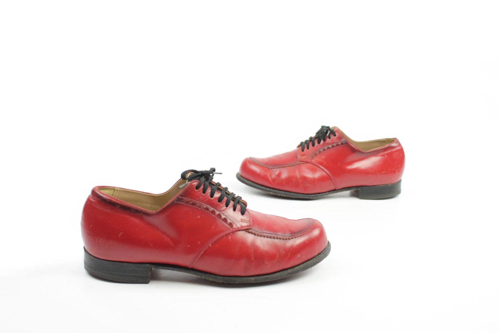 Vintage 70's Red Leather Shoes Oxford Wingtips Men's Size 8 1960's 1970 ...