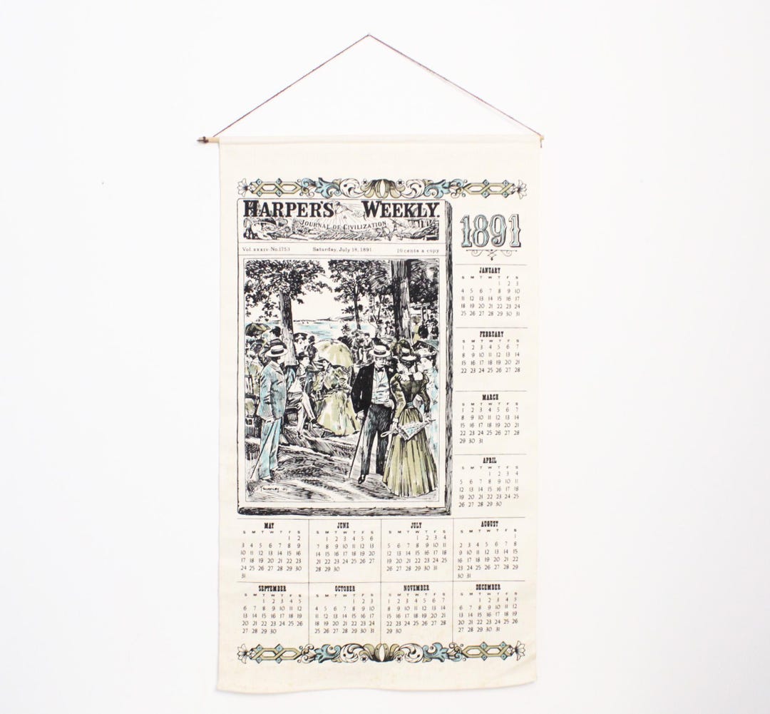 Vintage 70's Fabric Wall Calendar - Etsy