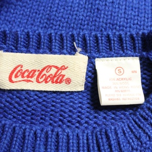 Vintage 80s Coca Cola Sweater Blue Wool Pullover Coke Advertising ...