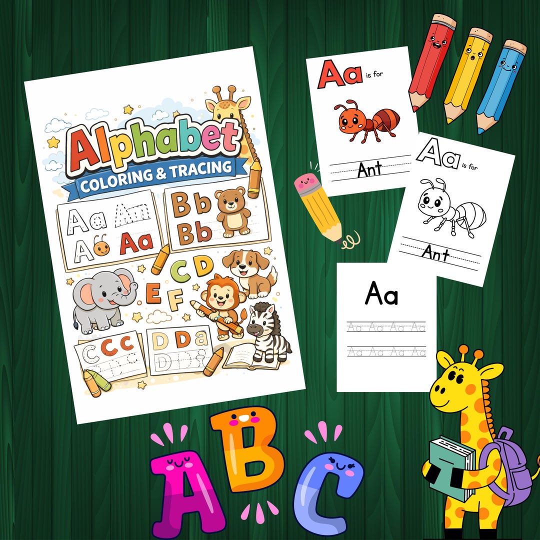 Alphabets Animal Coloring Book Preschool Printable Activity Baby First ...