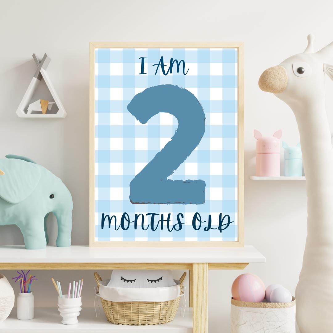 Two Month Baby Boy Birthday Card Baby Milestone Card Second Month Baby ...