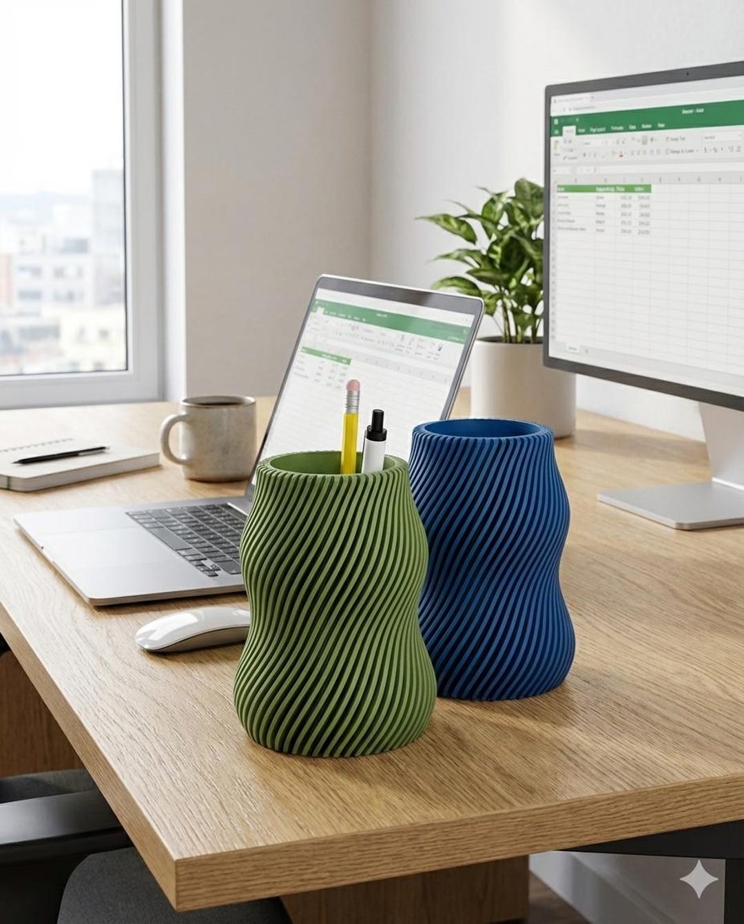 Twisted Spiral Pen Pot - 3D Printed Desk Tidy - Modern Office Décor ...