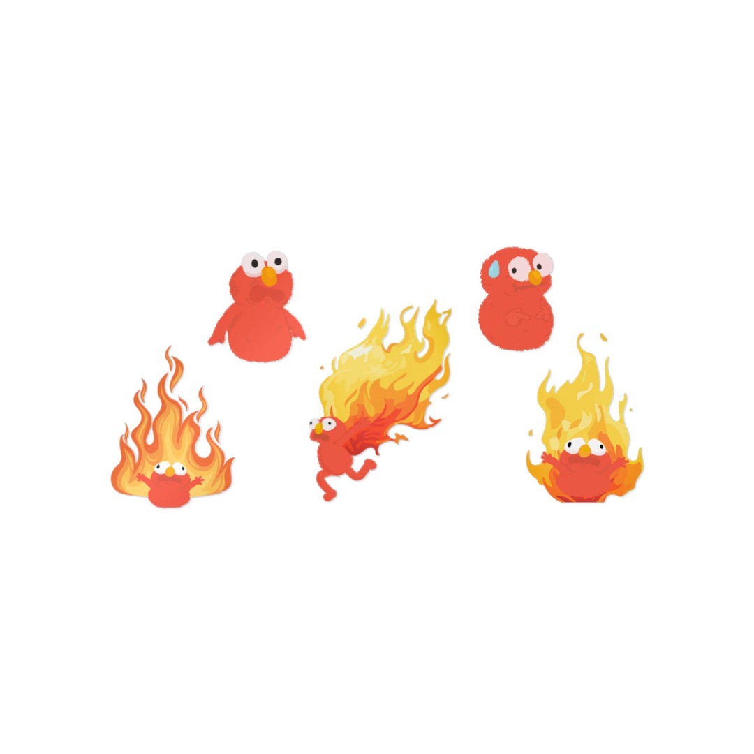 Fire Elmo Sticker Bundle Die-cut DTF Decal | Cute Derpy Elmo Memes ...