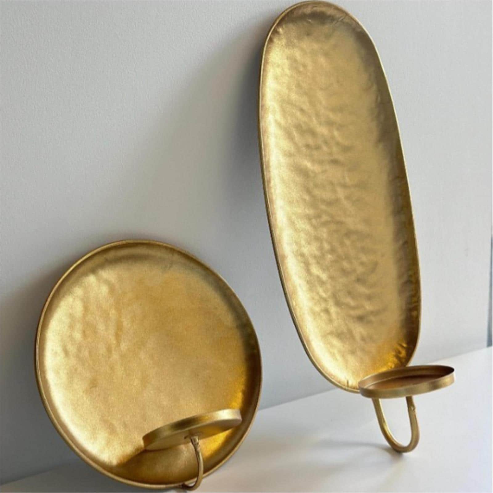 Golden Metal Wall Candle Sconce Set: Modern Home and Wall Decor - Etsy