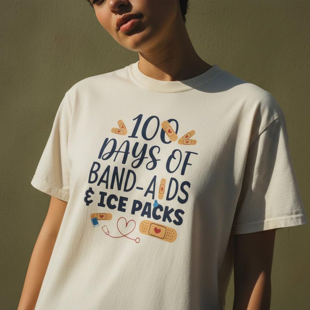 100 Days of Band-aids Ice Packs Shirt, 100th Day of School Nurse Shirt ...