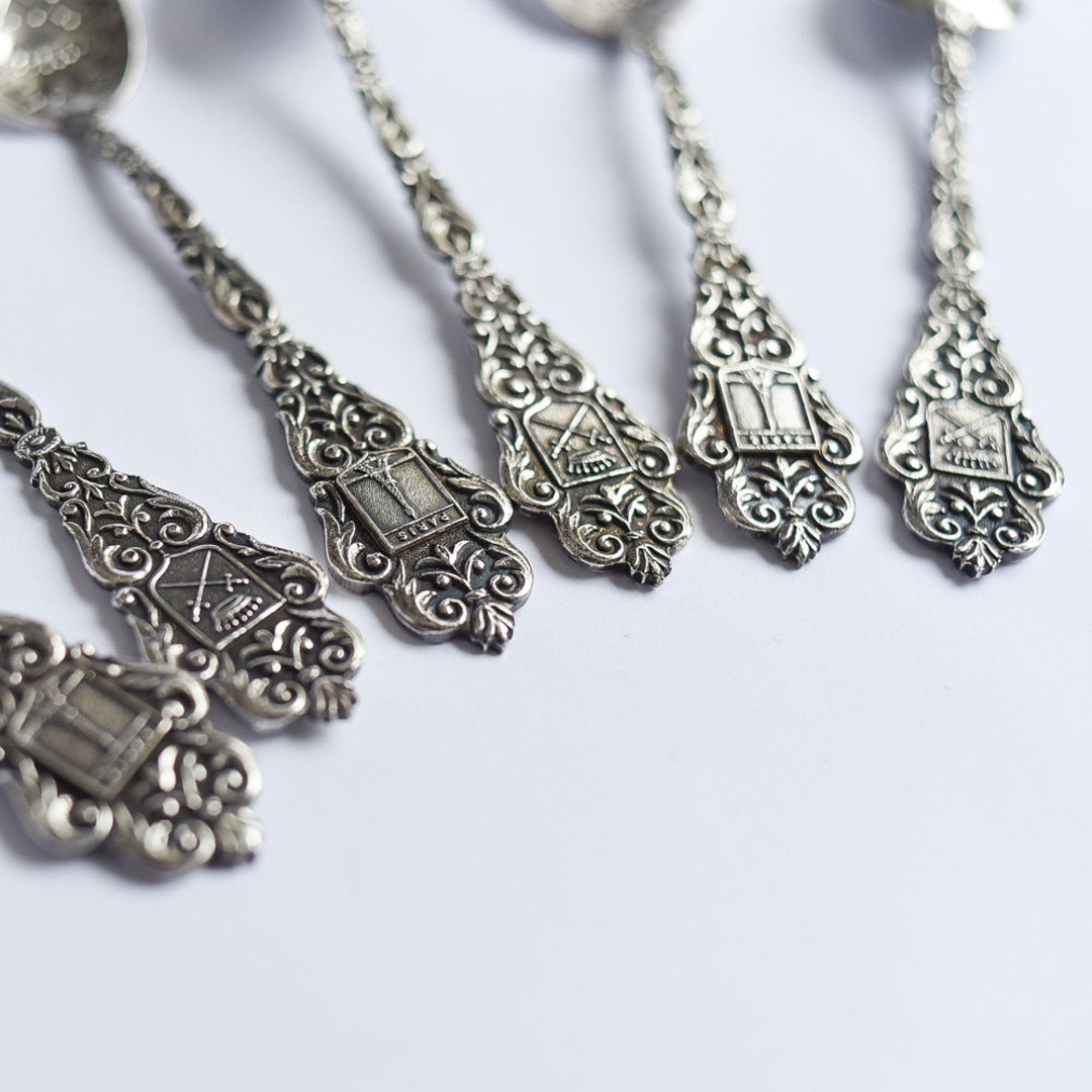 Vintage Silverplate Tea Spoons Souvenir Spoons Paris Rare Shape Set of ...