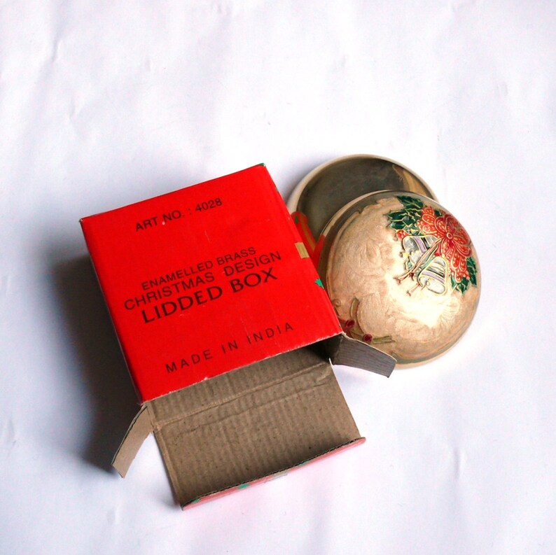 Vintage Brass Box Christmas Present Box Trinket Jewellery or Gift Box ...