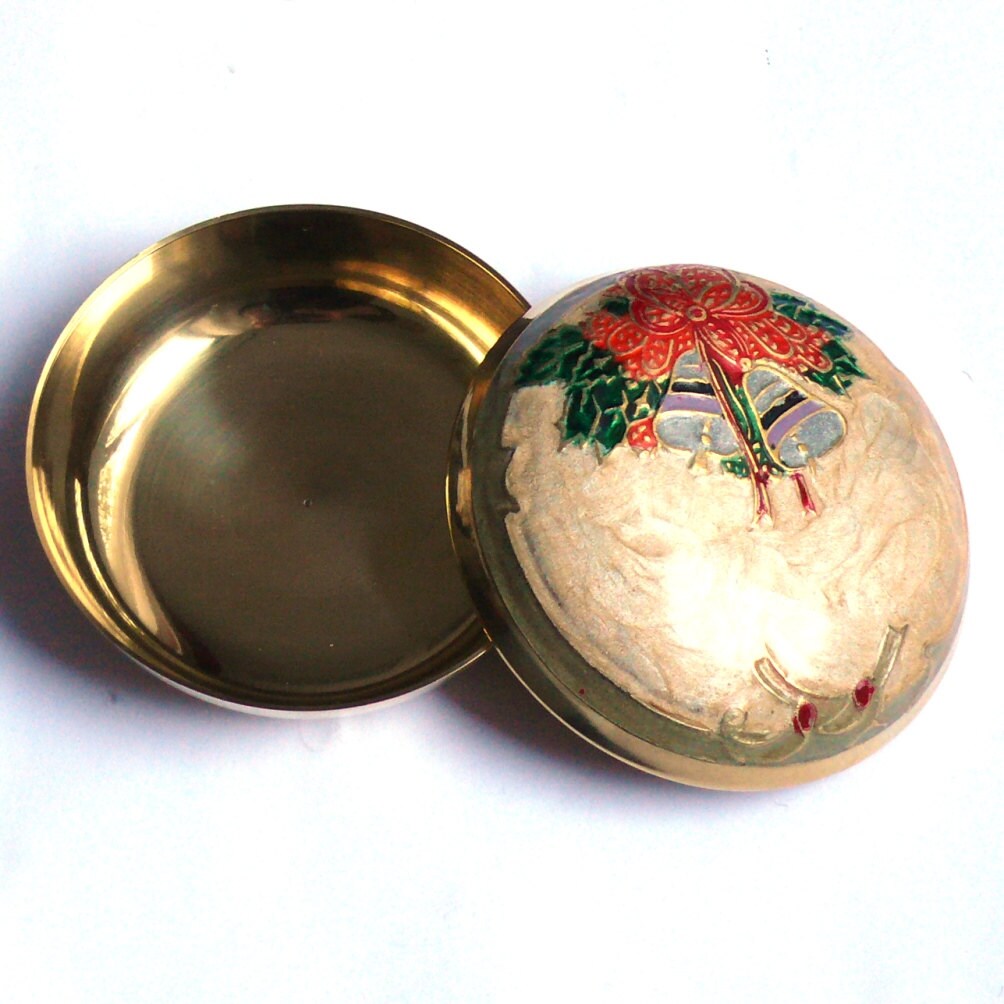 Vintage Brass Box Christmas Present Box Trinket Jewellery or Gift Box ...