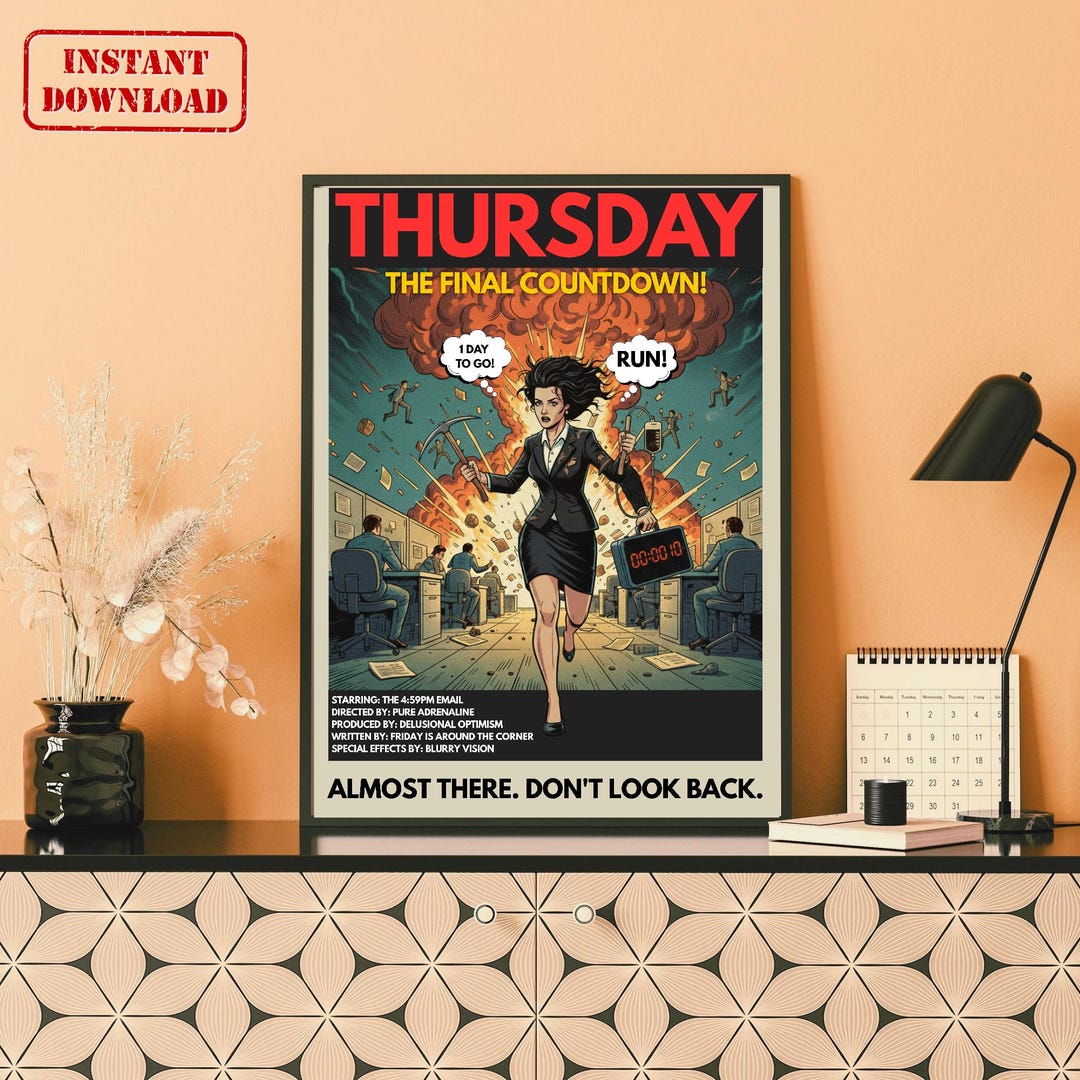 Thursday Comic Poster | Determined Woman Office Escape (digital ...