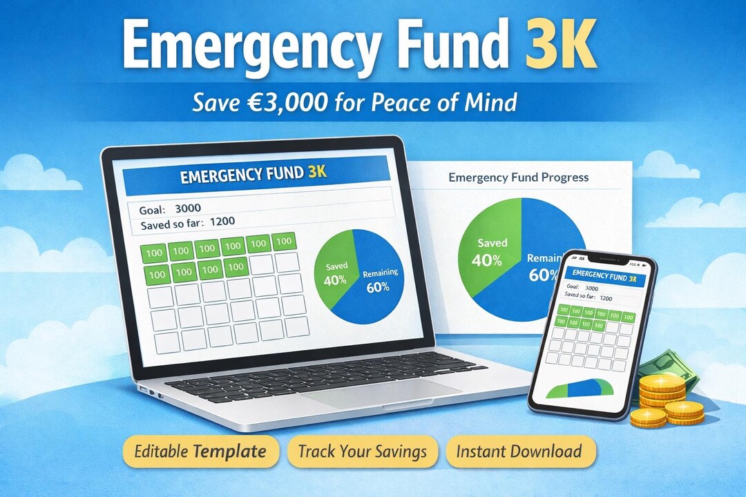 Emergency Fund Tracker 3K | Google Sheets Template | Savings Tracker ...