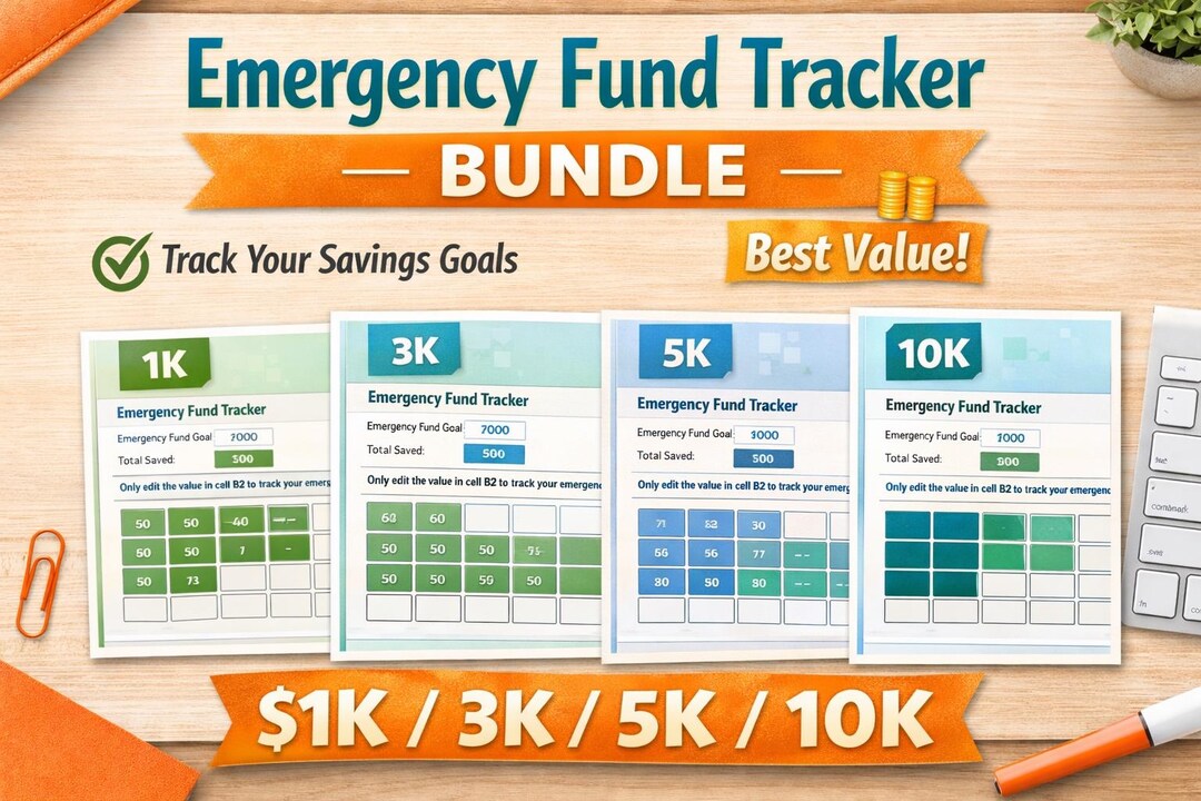 Emergency Fund Tracker BUNDLE | 1K 3K 5K 10K Savings Challenge | Google ...