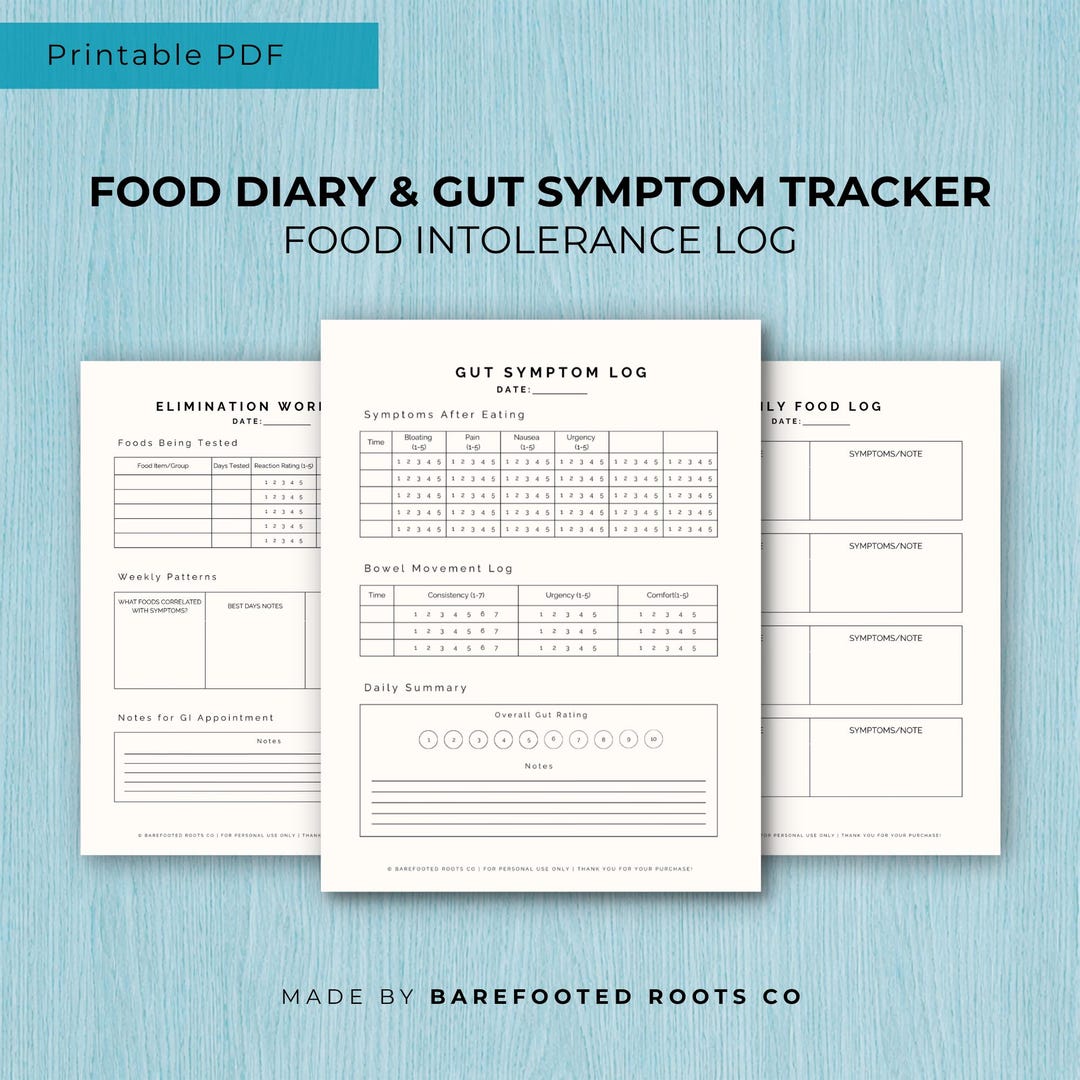 IBS Food Diary & Gut Symptom Tracker Printable | Food Intolerance Log ...
