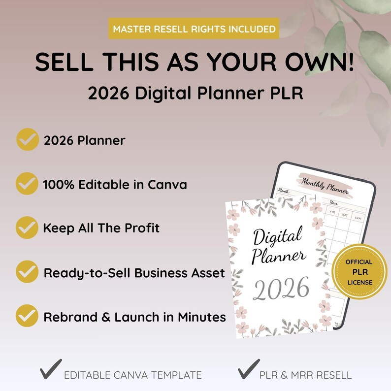 2026 Planner, MRR PLR Digital Planner, Editable Canva Templates ...