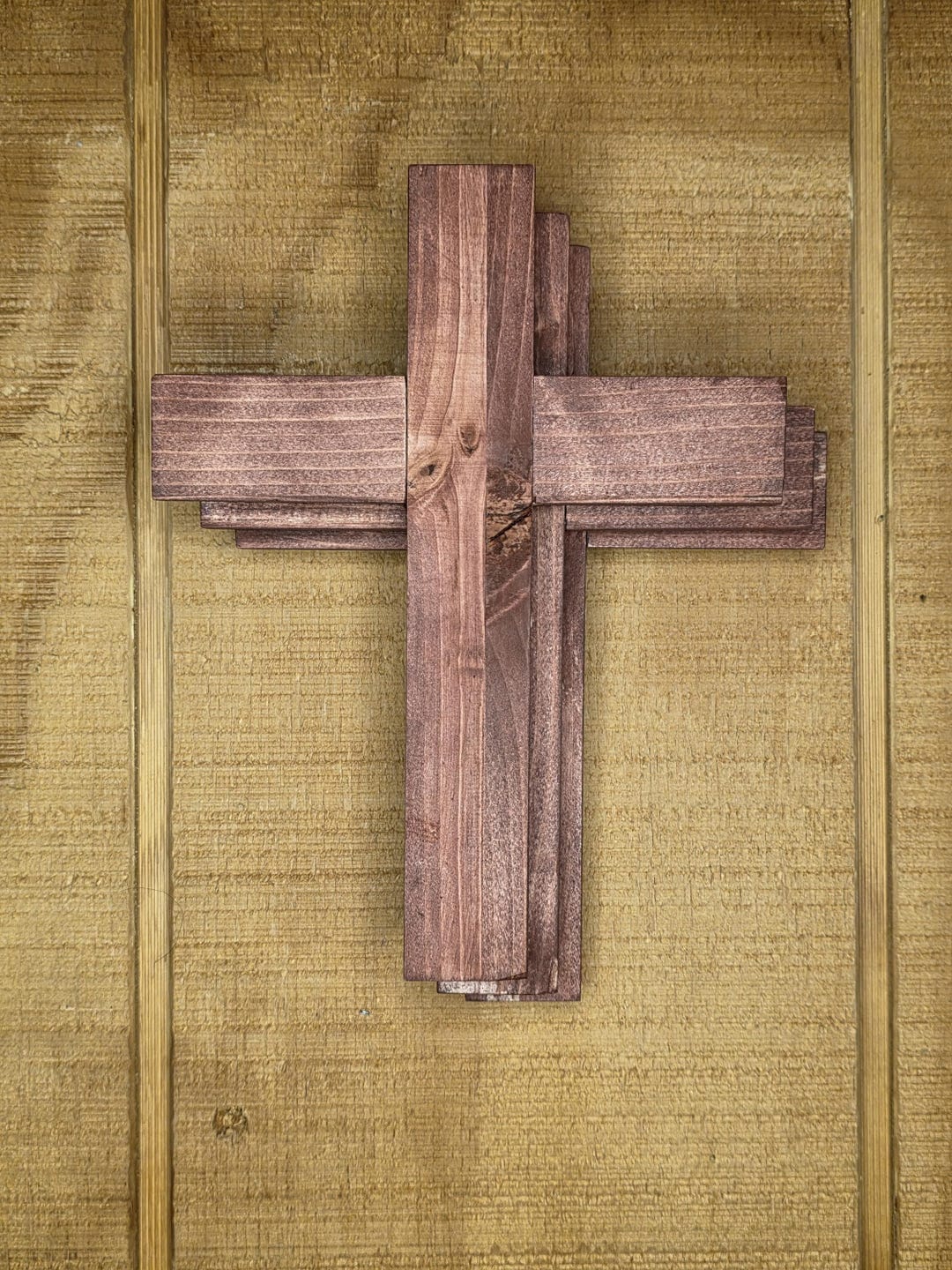 Triple Cross, Solid Wood, Stained, Natural Wax Finish, Dark in Color ...