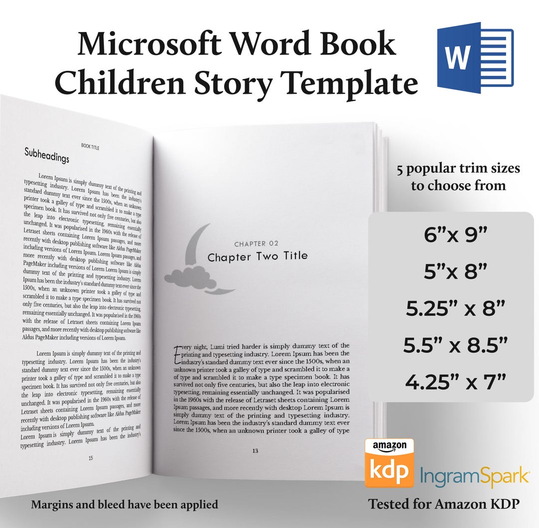 Amazon KDP Children Book Interior, 6x9, 8.5x5.5, 4.25x7, 8x5.25 7 & 8x5 ...