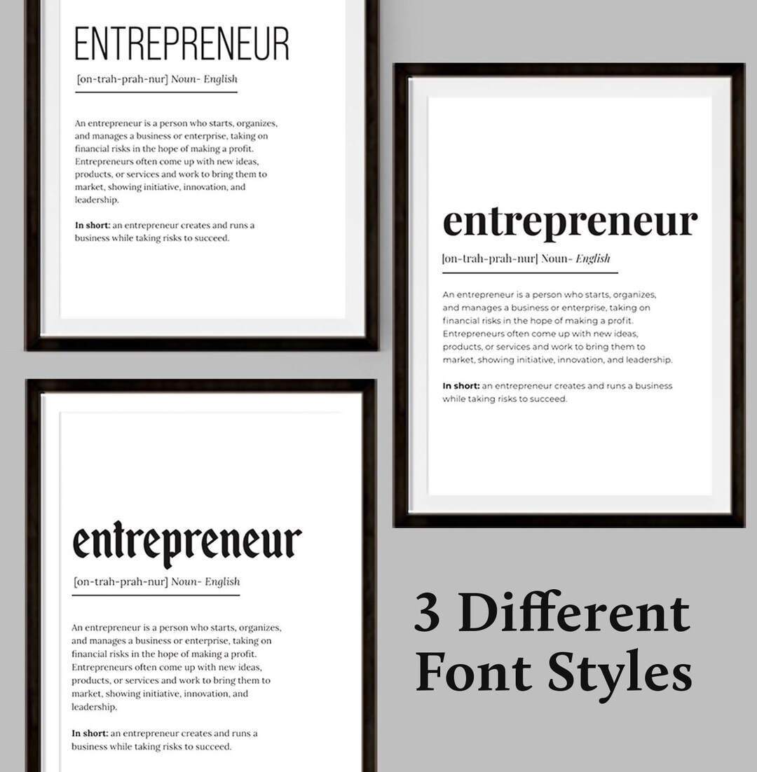 Entrepreneur Definition Wall Art | Printable Wall Art | Entrepreneur ...