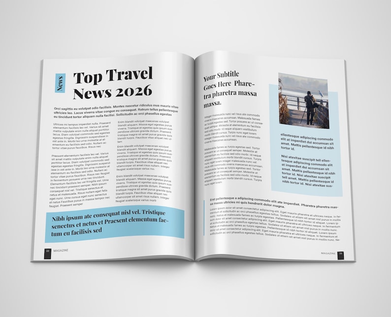 Magazine Template | Book Editorial Layout | Travel Magazine | Printable ...