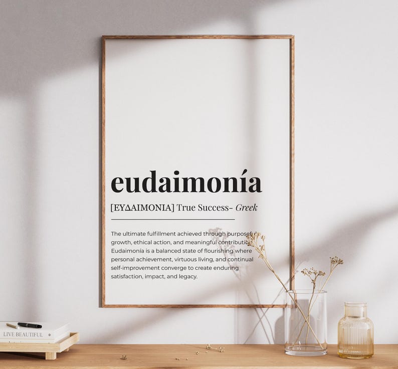 Greek Eudaimonía Definition, Greek True Sucess Poster, Greek Wall Art ...