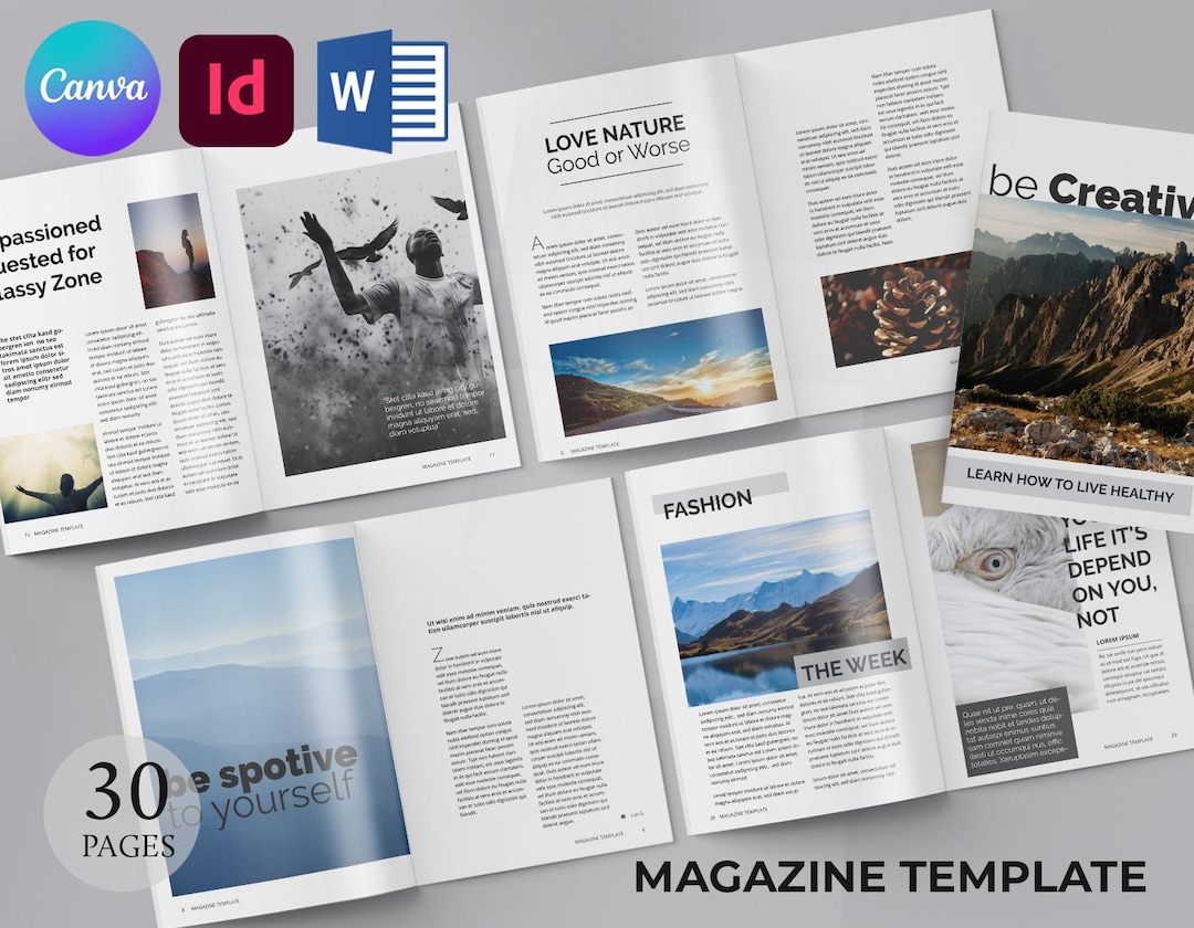 Magazine Template | Lifestyle Book Editorial Layout | Printable ...