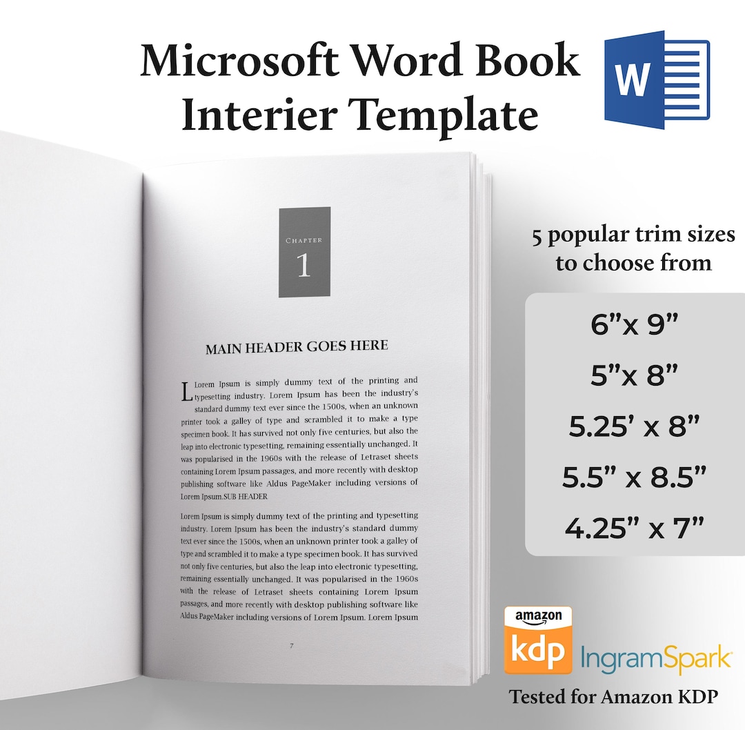 Amazon KDP Interior, 6x9, 8.5x5.5, 4.25x7, 8x5.25 7 & 8x5 Word Template ...