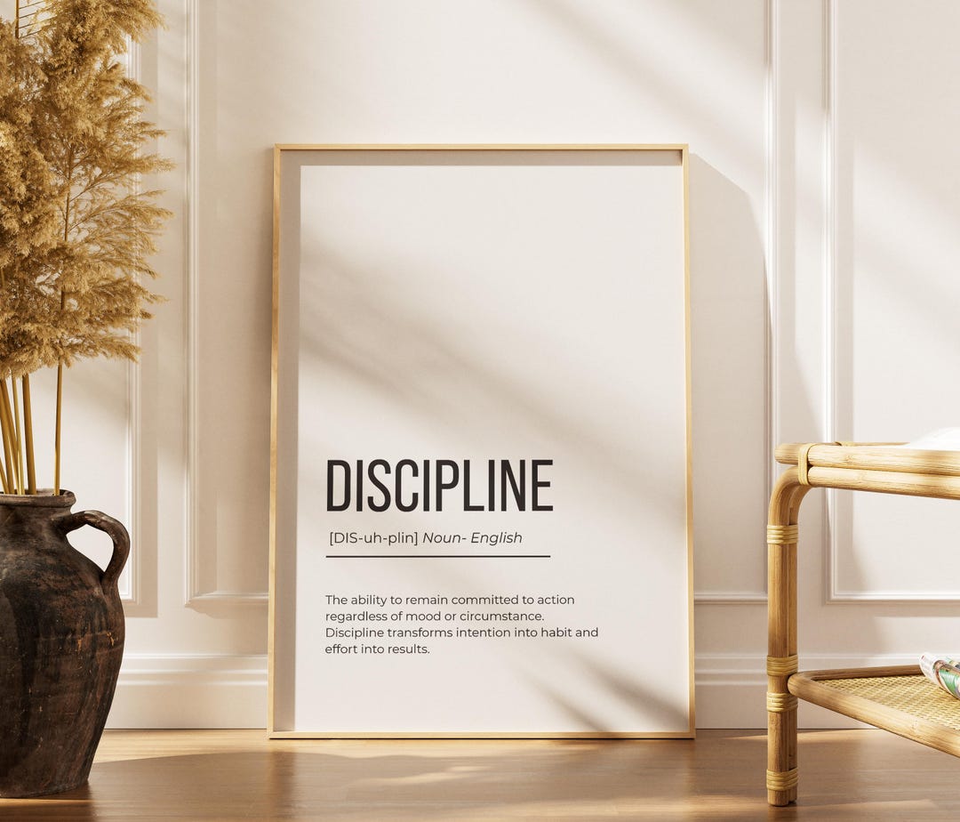 Discipline Definition Print Home Office Wall Art | Inspirational Quote ...