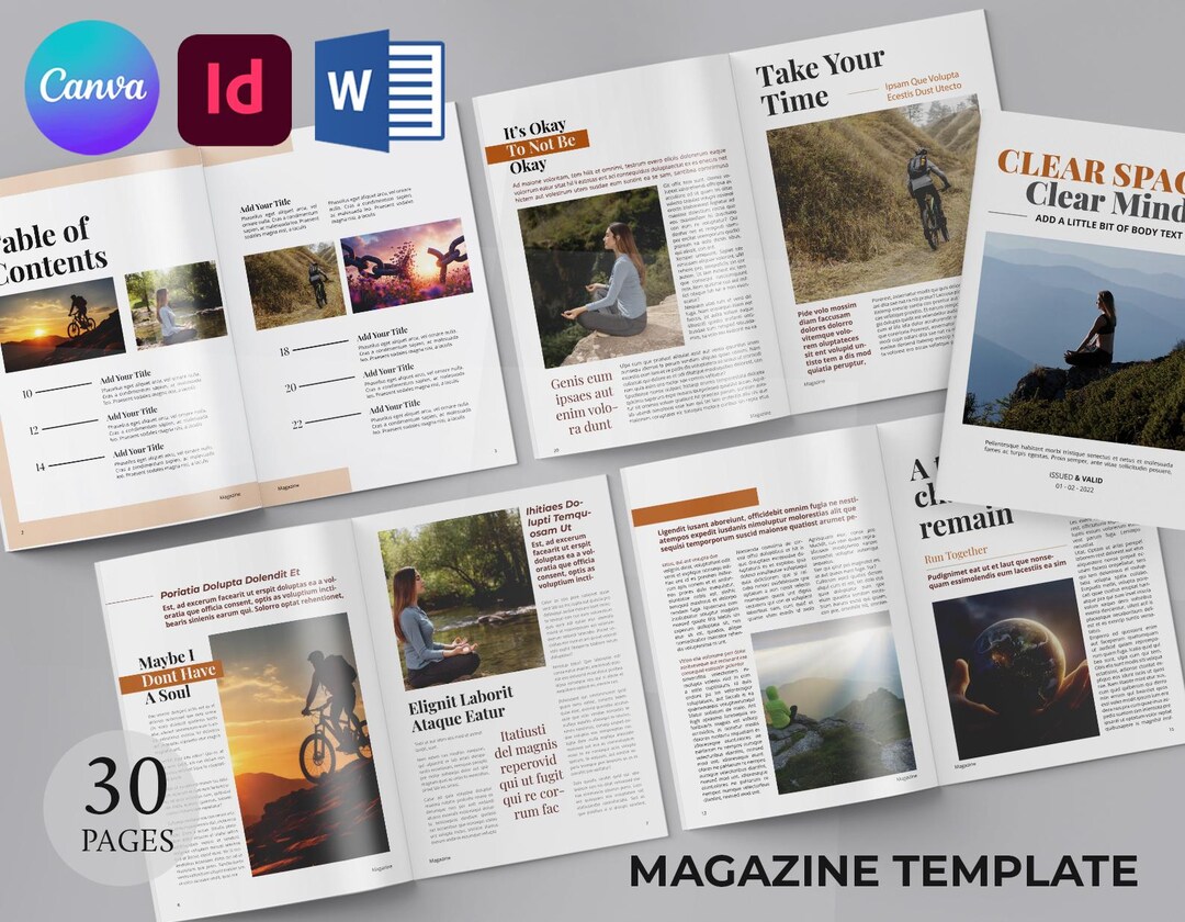Modern Magazine Template | Book Editorial Layout | Printable Editable ...