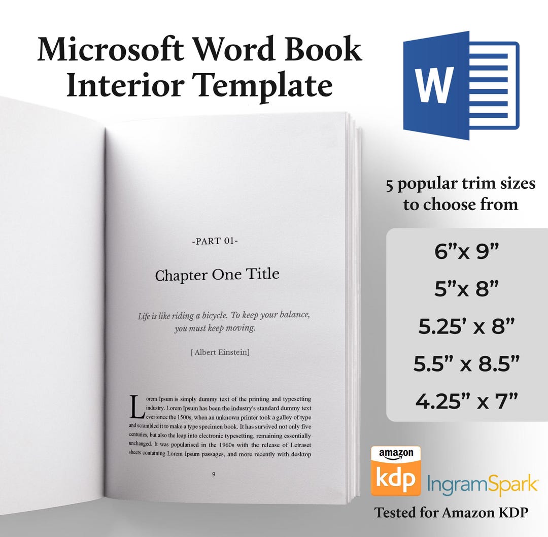 Amazon KDP Interior, 6x9, 8 X 5, 8.5x5.5, 4.25x7 Microsoft Word ...