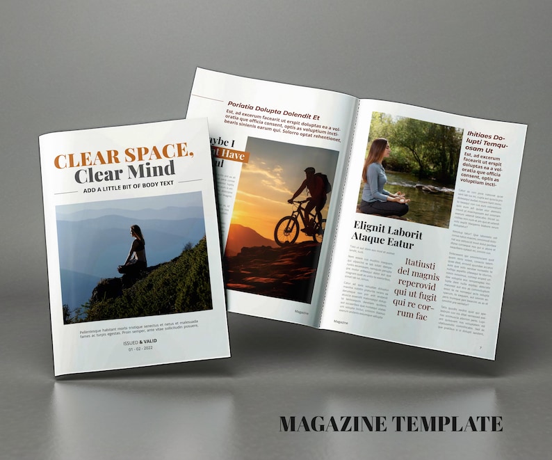 Modern Magazine Template | Book Editorial Layout | Printable Editable ...