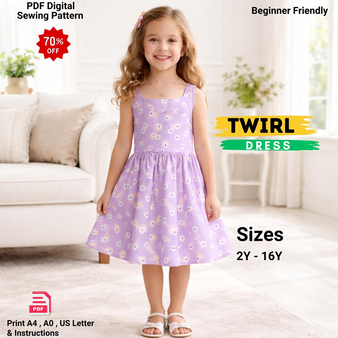Girls Summer Dress Sewing Pattern PDF | Twirl Dress Pattern | Beginner ...