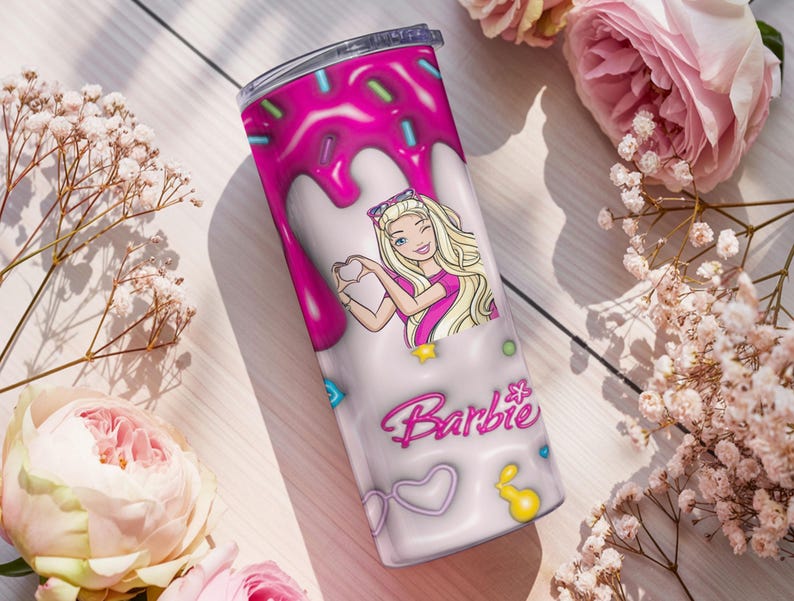 Pink Drip Barbie Tumbler Wrap, 20oz Skinny Sublimation (PNG Digital ...
