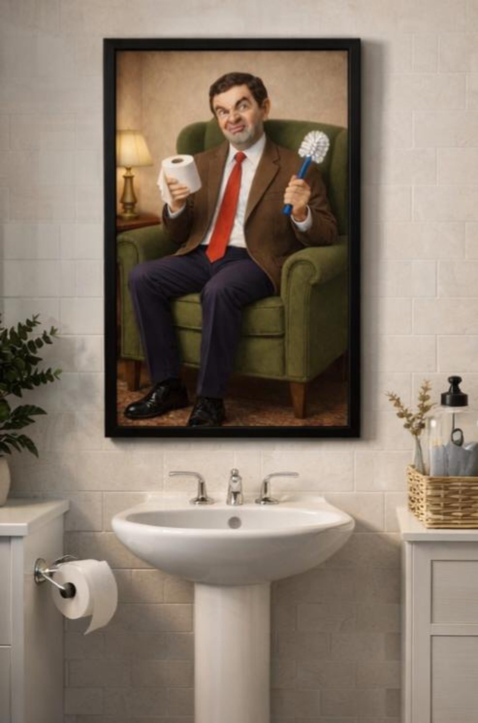 Funny Bathroom Wall Art, Mr. Bean, Print, Digital Download, Toilet ...