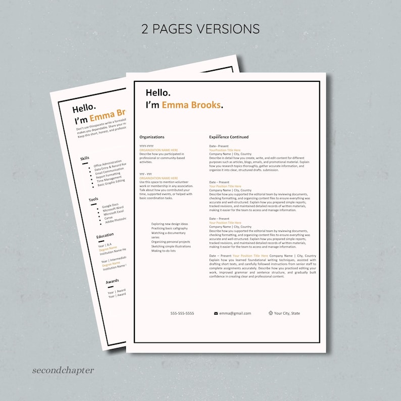Resume Template, ATS Friendly CV Template, Google Docs Resume With ...