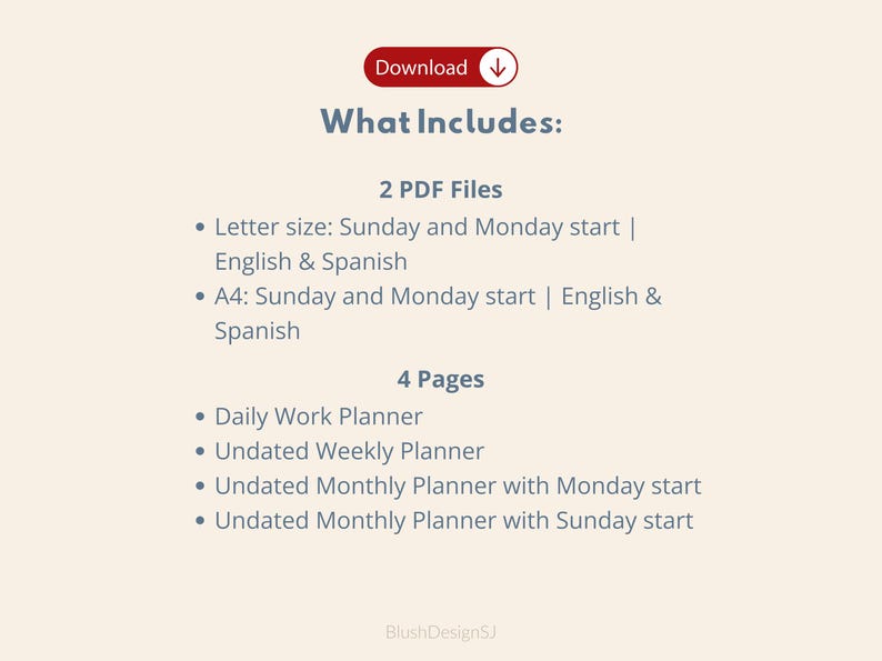 Planner for Work Bundle Printable Daily Weekly Monthly Planner Neutral ...