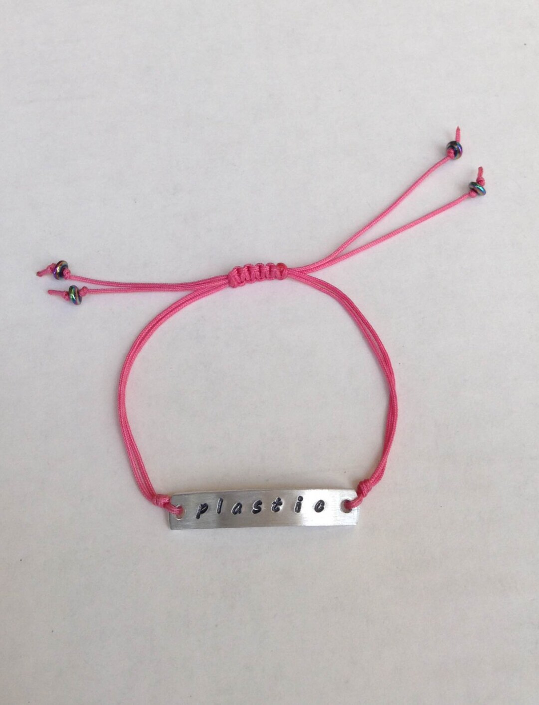 Mean Girls Inspired Pink plastic Slipknot Bracelet, Shamballa Cord ...
