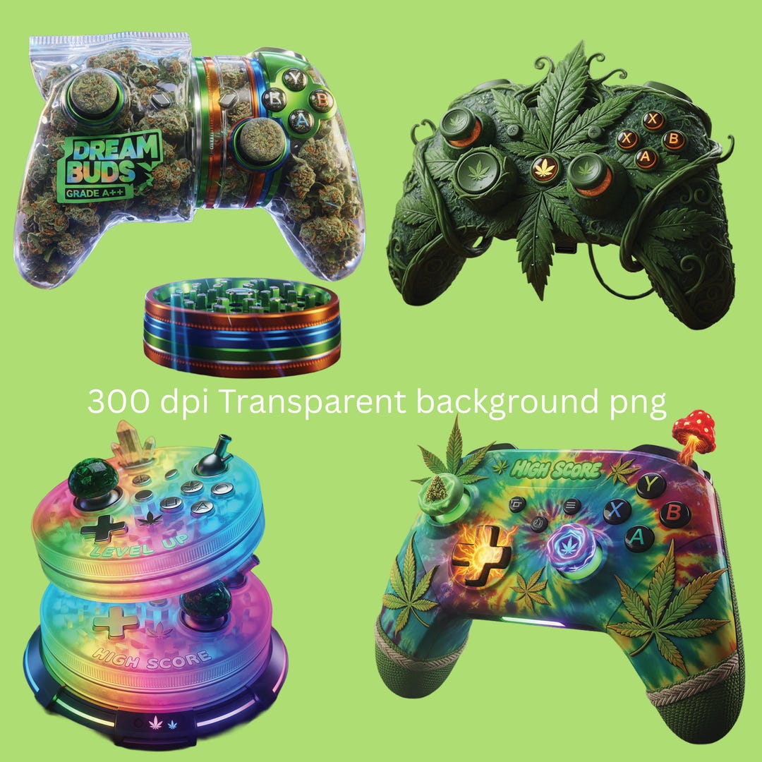 40 Weed Inspired Console Controller Images, 300 Dpi, Transparent ...